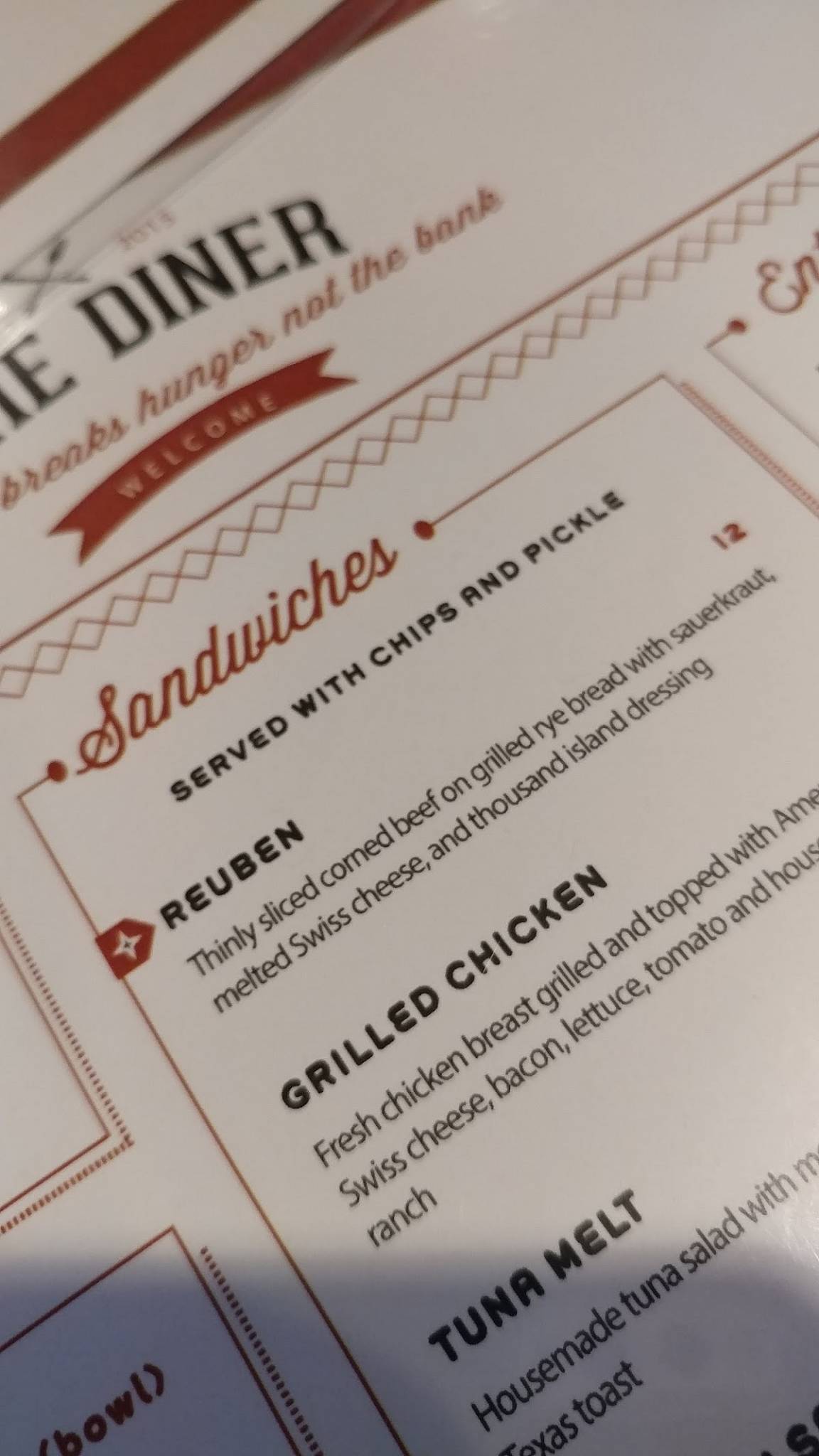 Menu at The ugly Diner restaurant, Gulf Shores