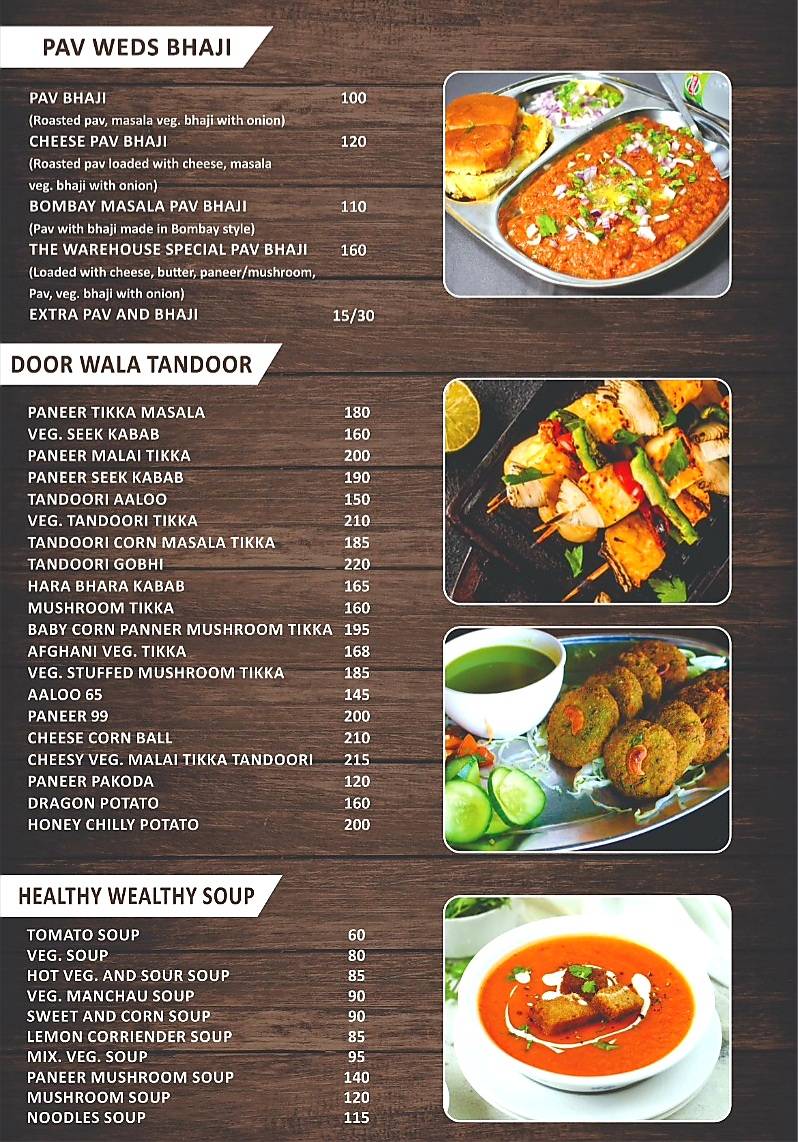 Menu at The warehouse restaurant & cafe, Sangariya