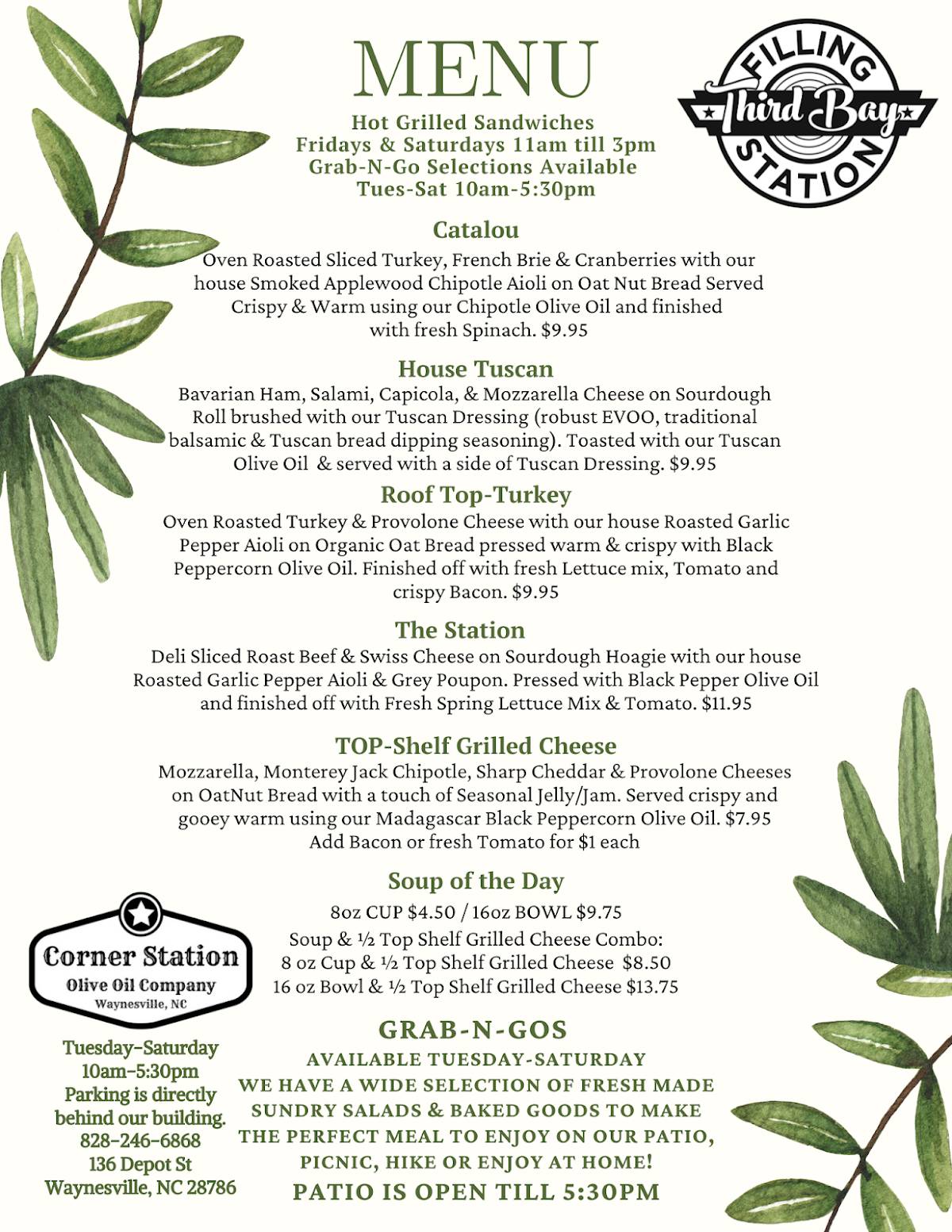 Menu at Third Bay - Filling Station Café cafe, Waynesville