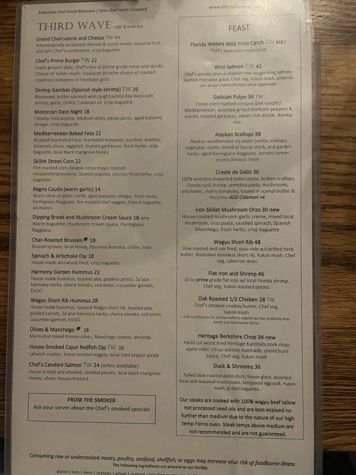 Menu at Third Wave Cafe & Wine Bar, New Smyrna Beach