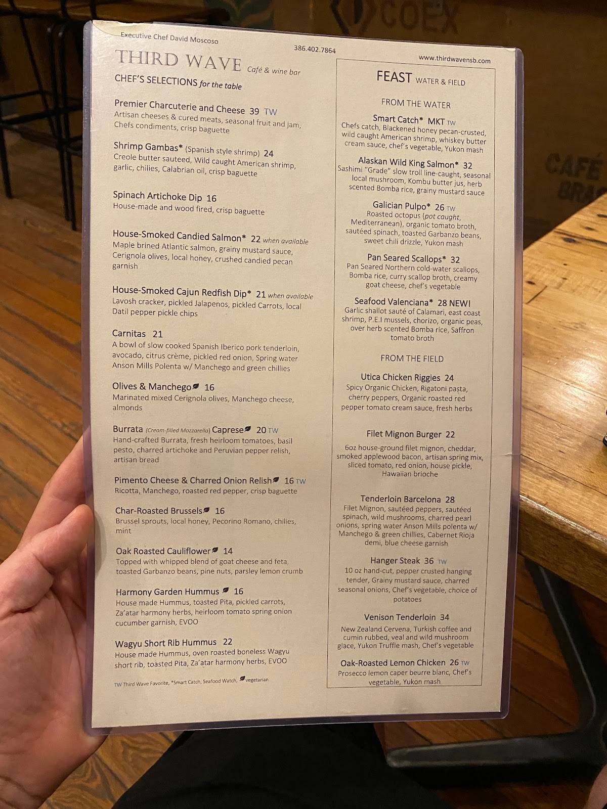 Menu at Third Wave Cafe & Wine Bar, New Smyrna Beach