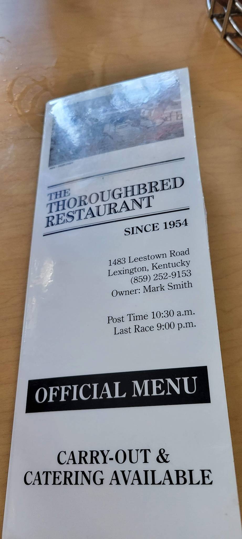 Menu at Thoroughbred Restaurant, Lexington
