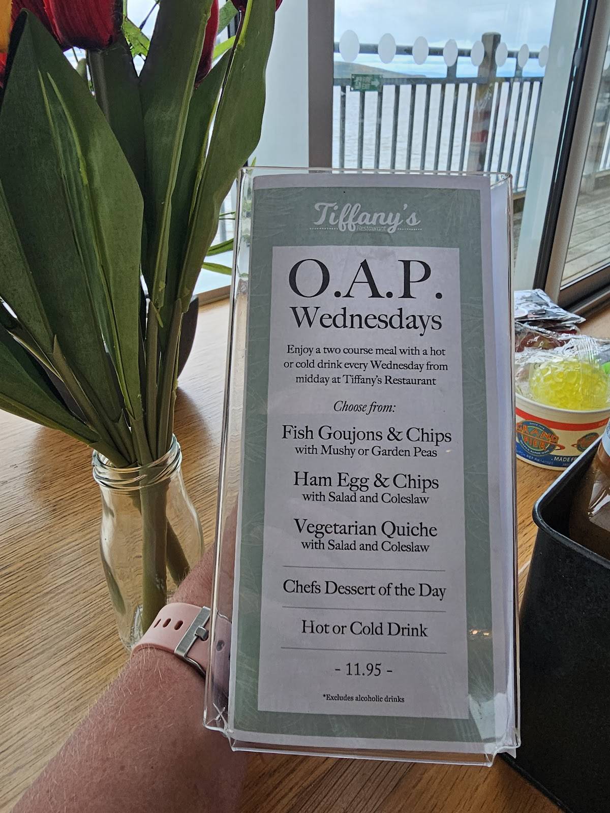 Menu at Tiffanys Restaurant, Weston-super-Mare