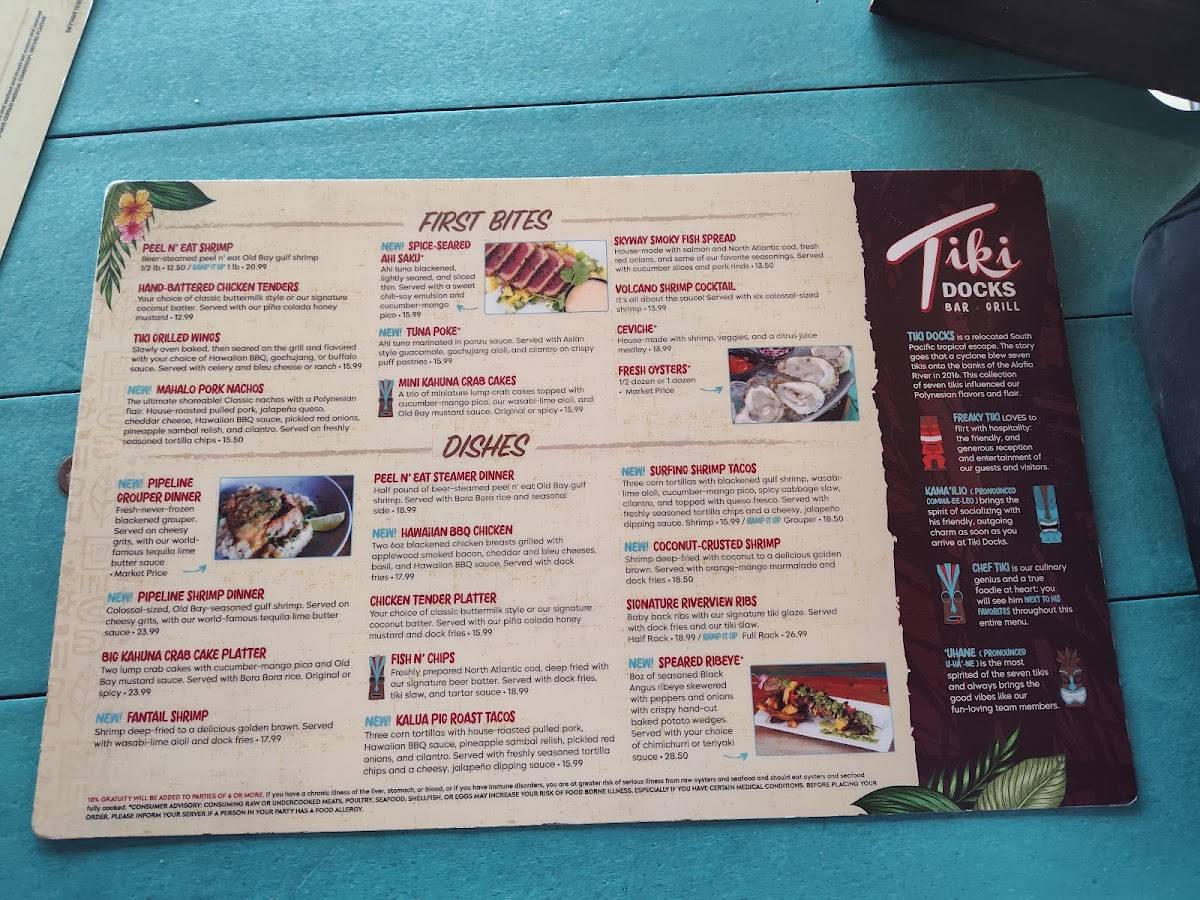 Carta del pub y bar Tiki Docks Skyway, San Petersburgo