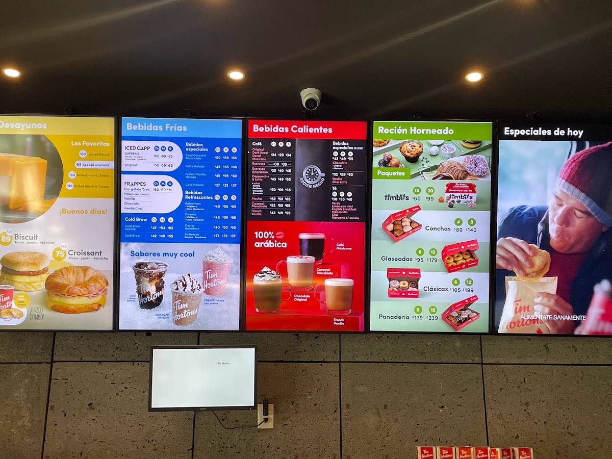 Carta del café Tim Hortons TEC, Monterrey, Av. Eugenio Garza Sada 2501