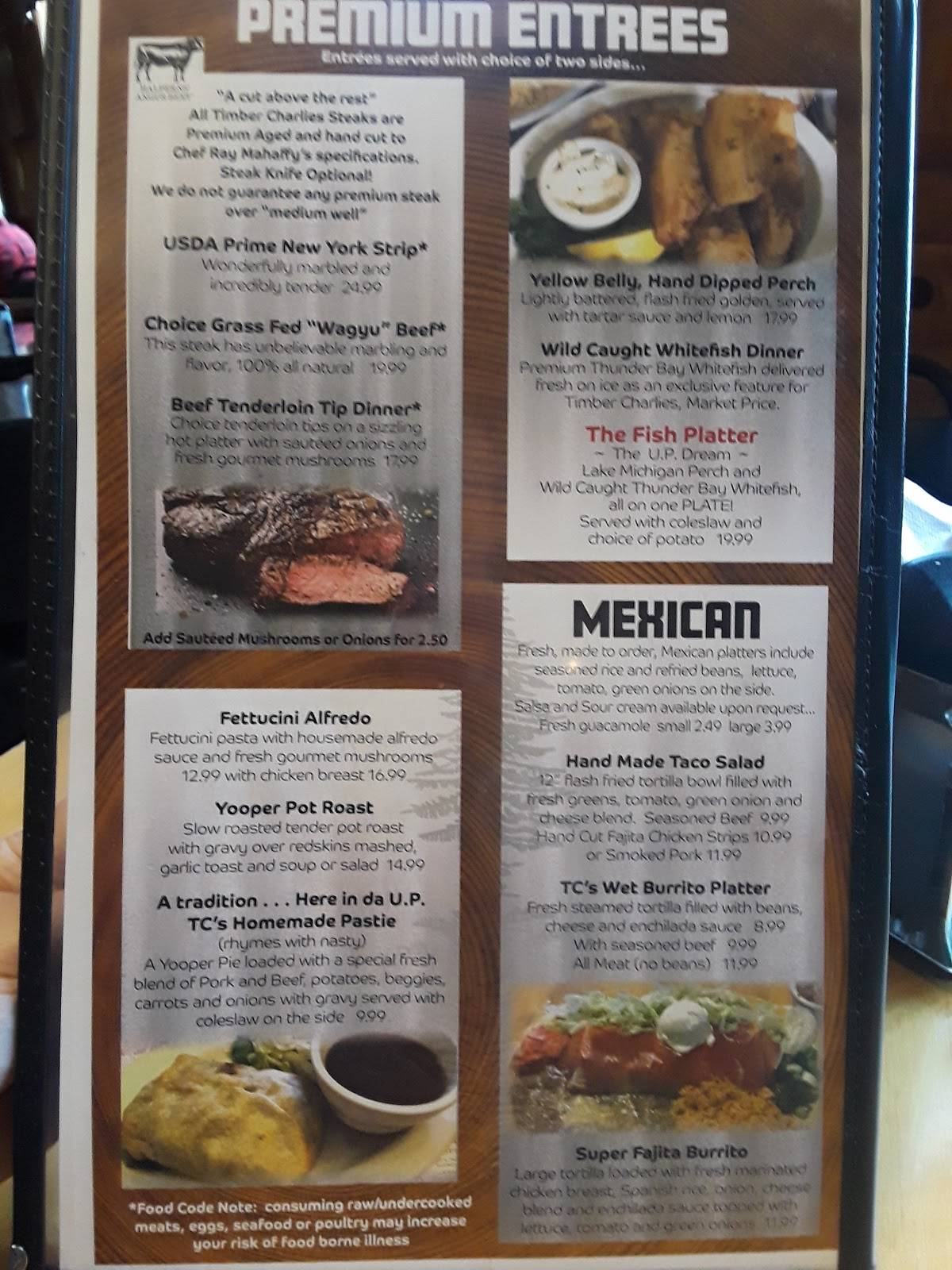 Menu at Timber Charlie's Food & Spirit pub & bar, Newberry