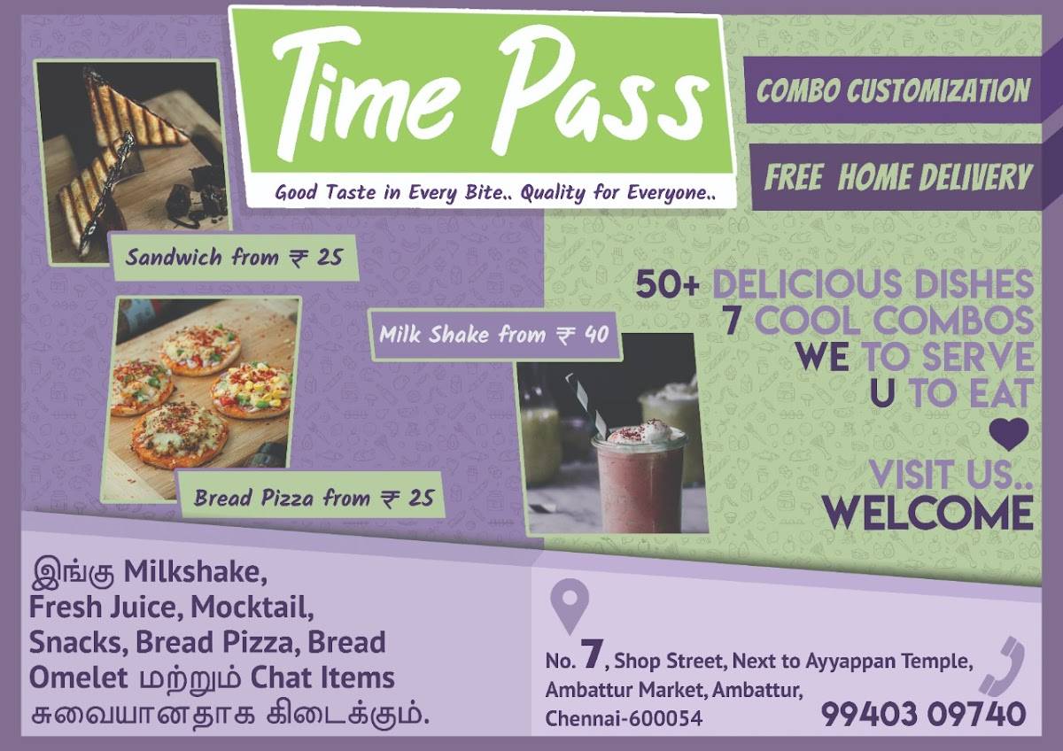 Menu at TimePass, Chennai, 7
