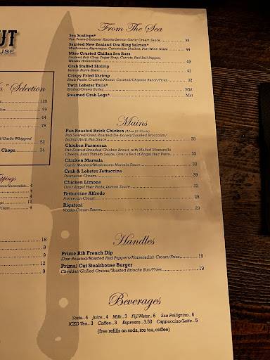 Menu at The Primal Cut steakhouse, Tinley Park