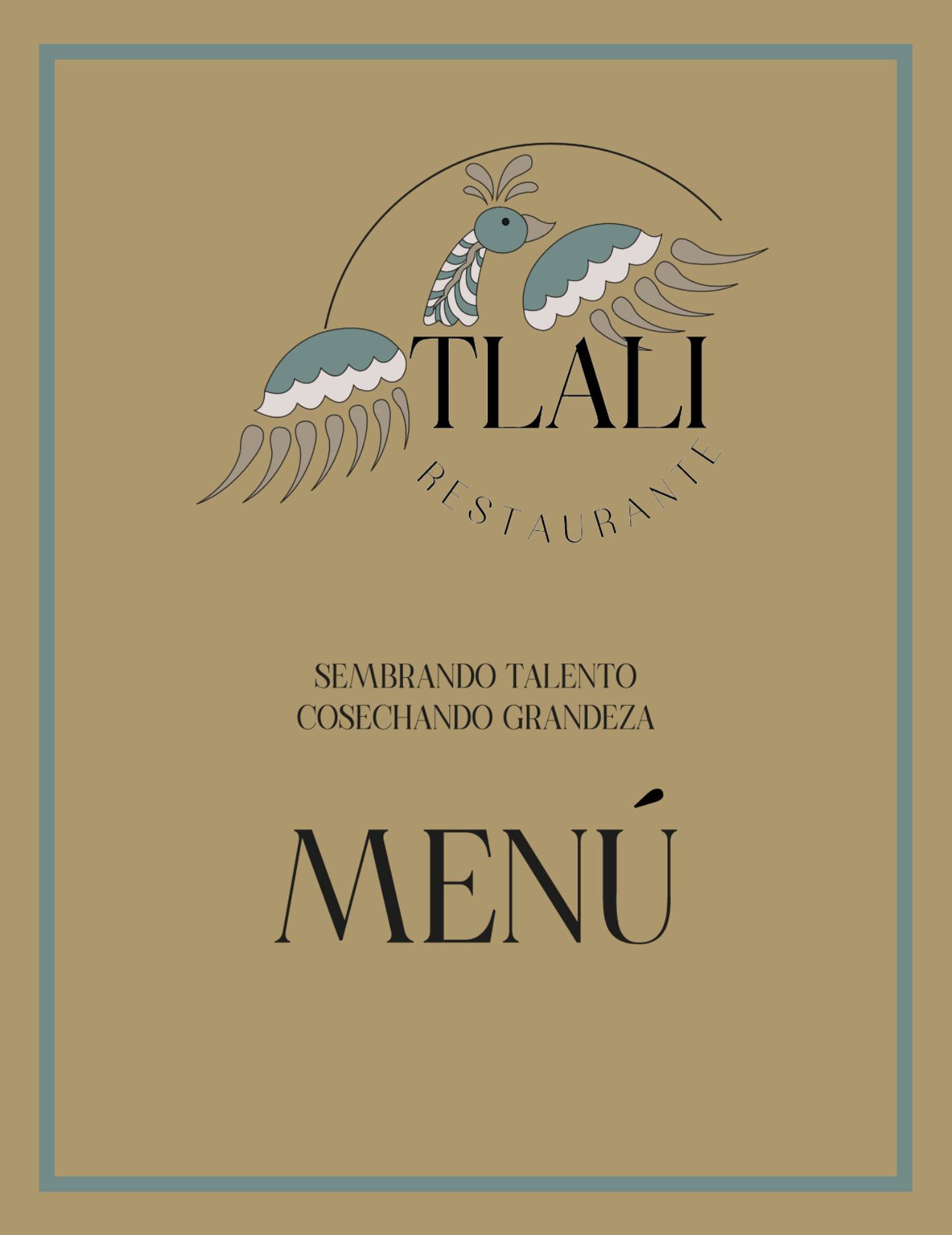 Carta de Tlali Restaurante, Pachuca de Soto