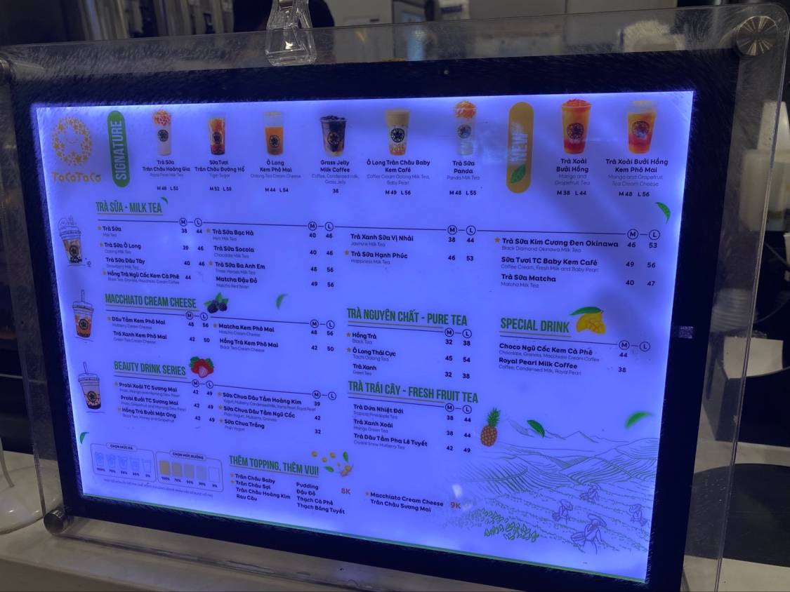 Menu at TocoToco Bubble Tea - 128 Nguyễn Ảnh Thủ, Ho Chi Minh City