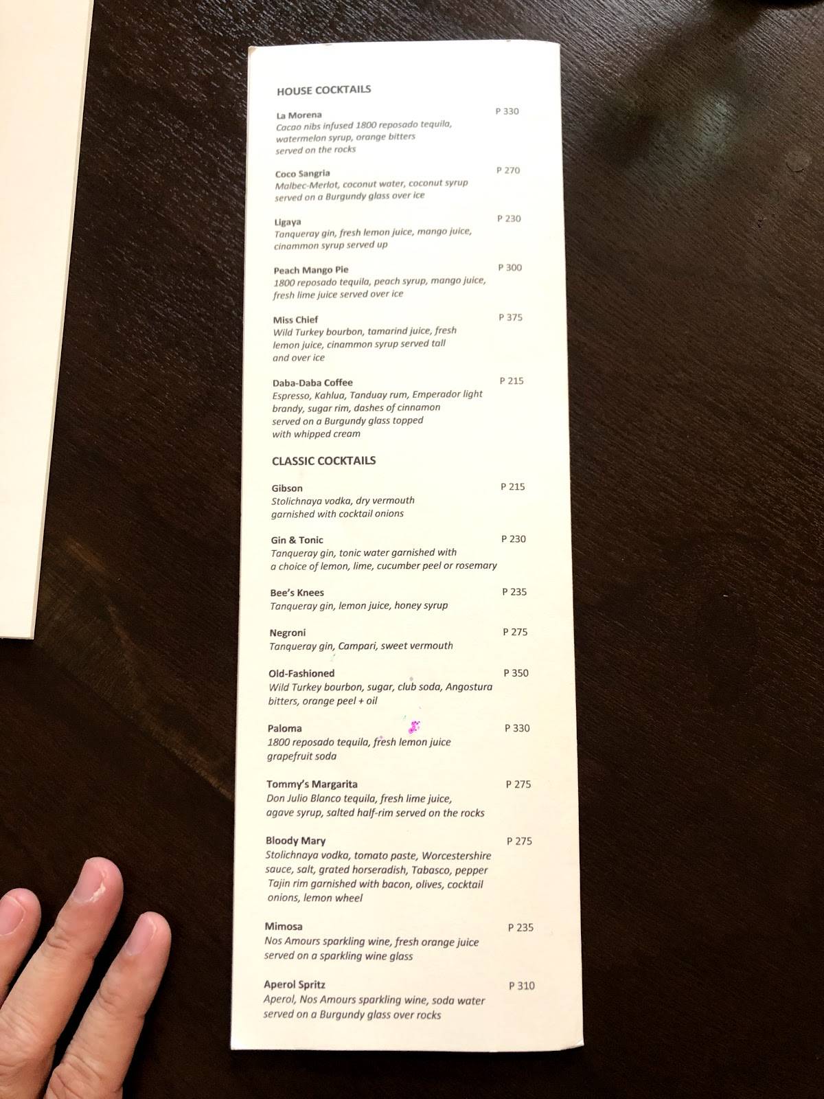 Menu at Tola, Kan-anan sa Balay Oboza restaurant, Davao City