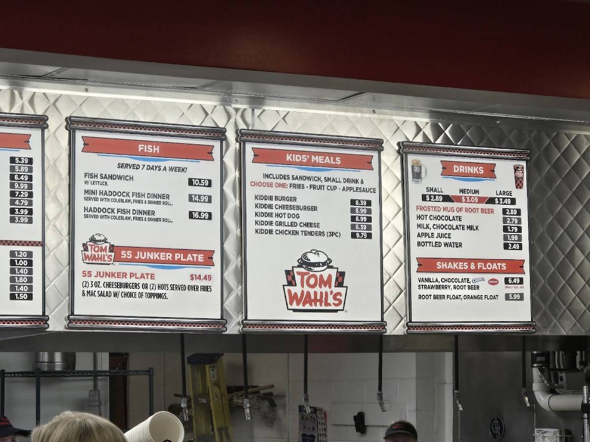 Menu at Tom Wahl's Newark restaurant, Newark
