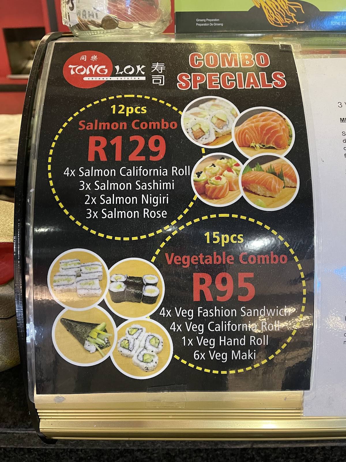 Menu at Tong Lok restaurant, Cape Town, G36