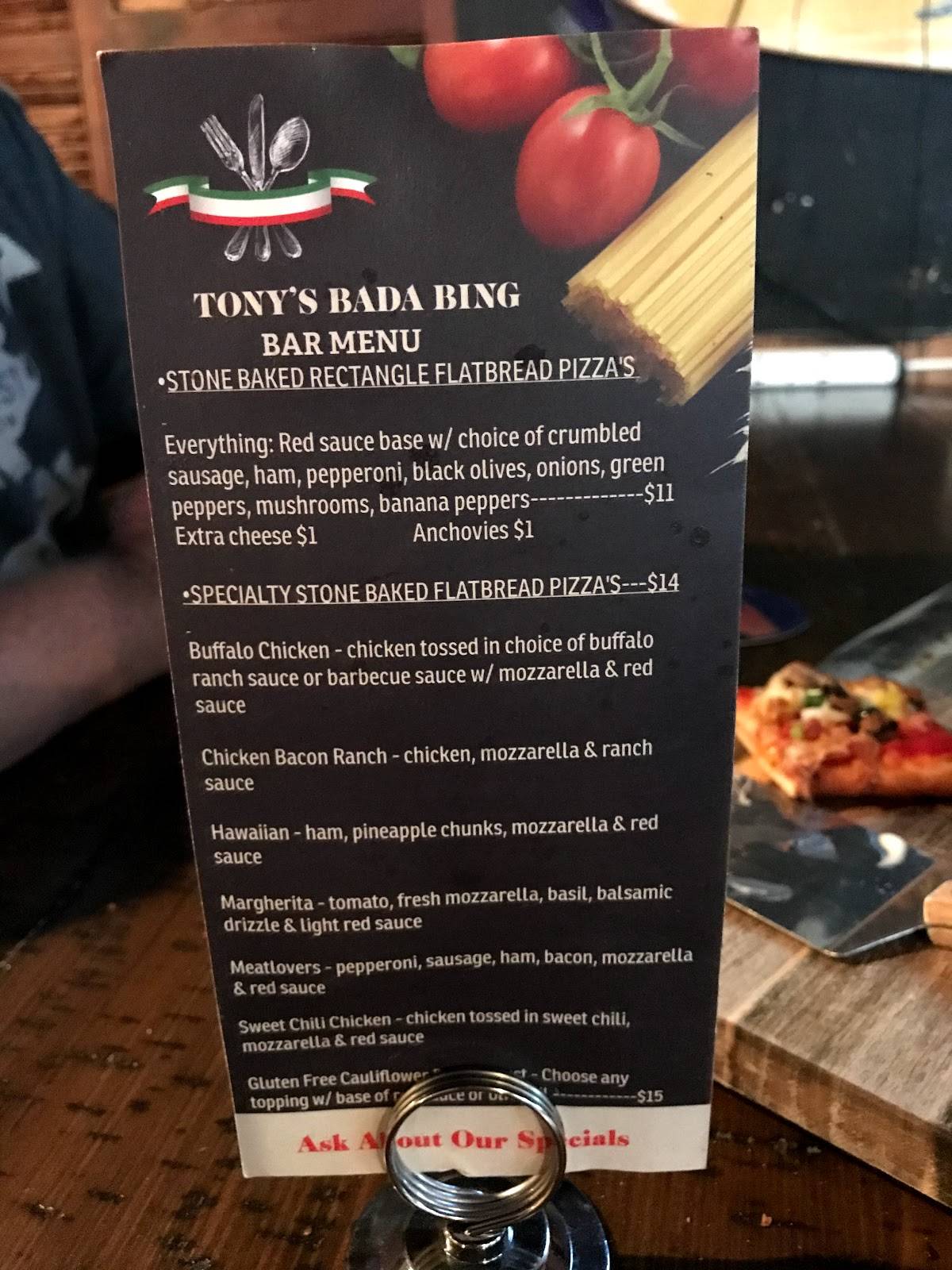 Menu at Tony's Bada Bing pub & bar, Tipp City