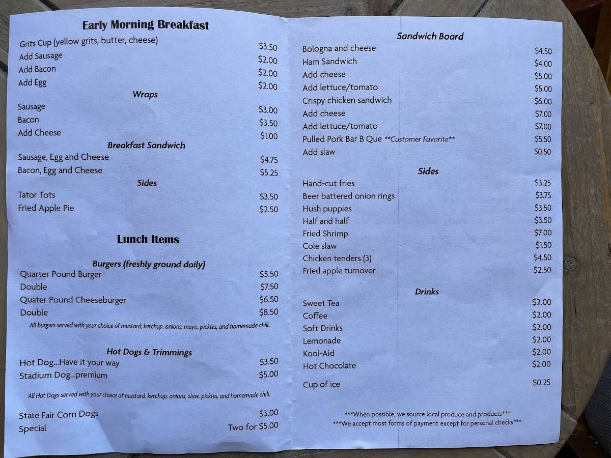 Menu at Tony's Grill BBQ, Mullins, 221 SW Front St