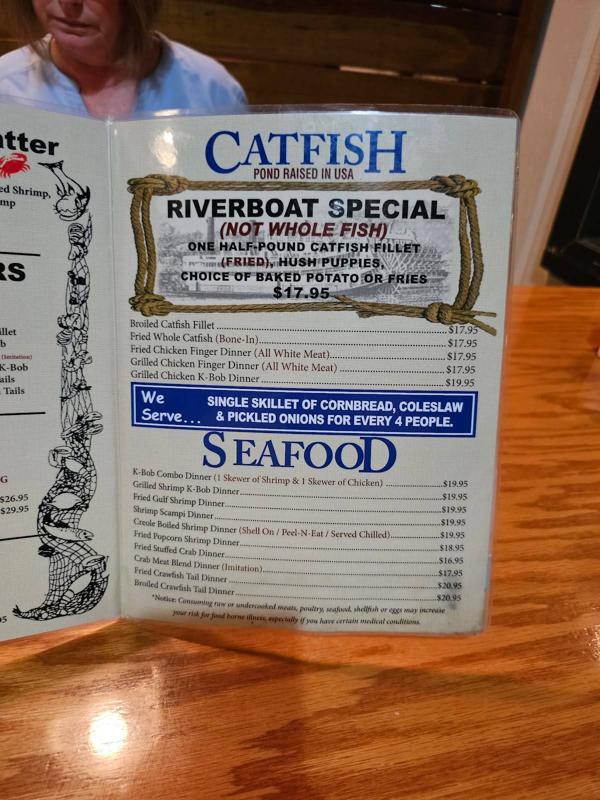 Menu at Top O' The River restaurant, Guntersville