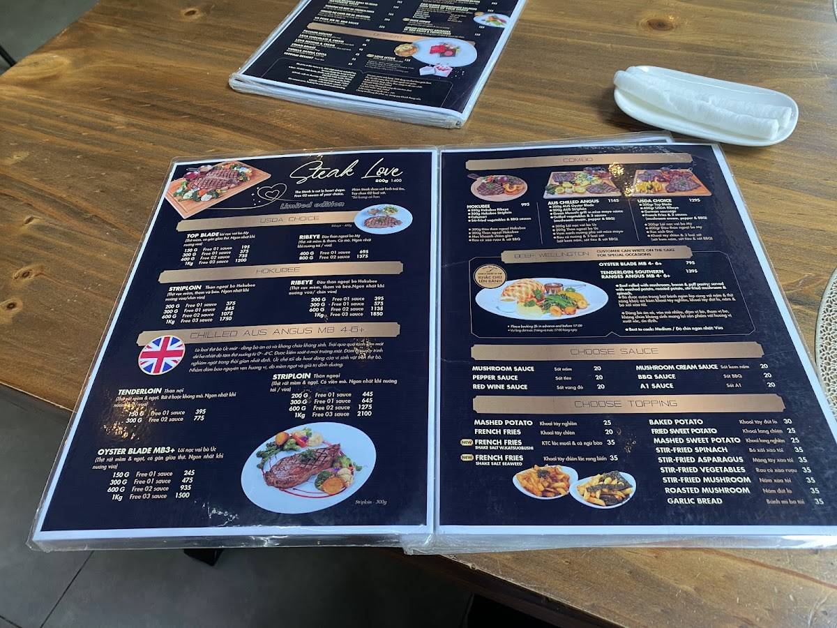 Menu at Steak Love Độc Lập restaurant, Ho Chi Minh City