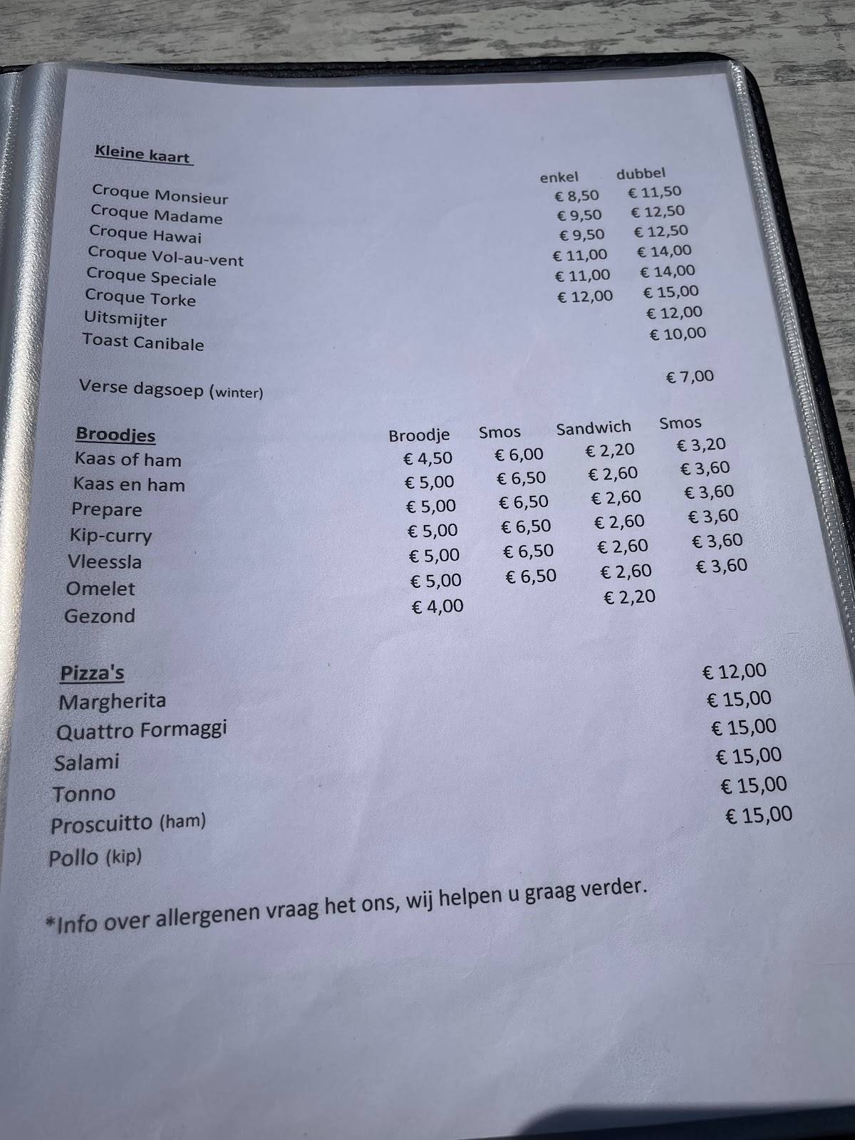 Menu at Torke, Mechelen, Grote Markt 12
