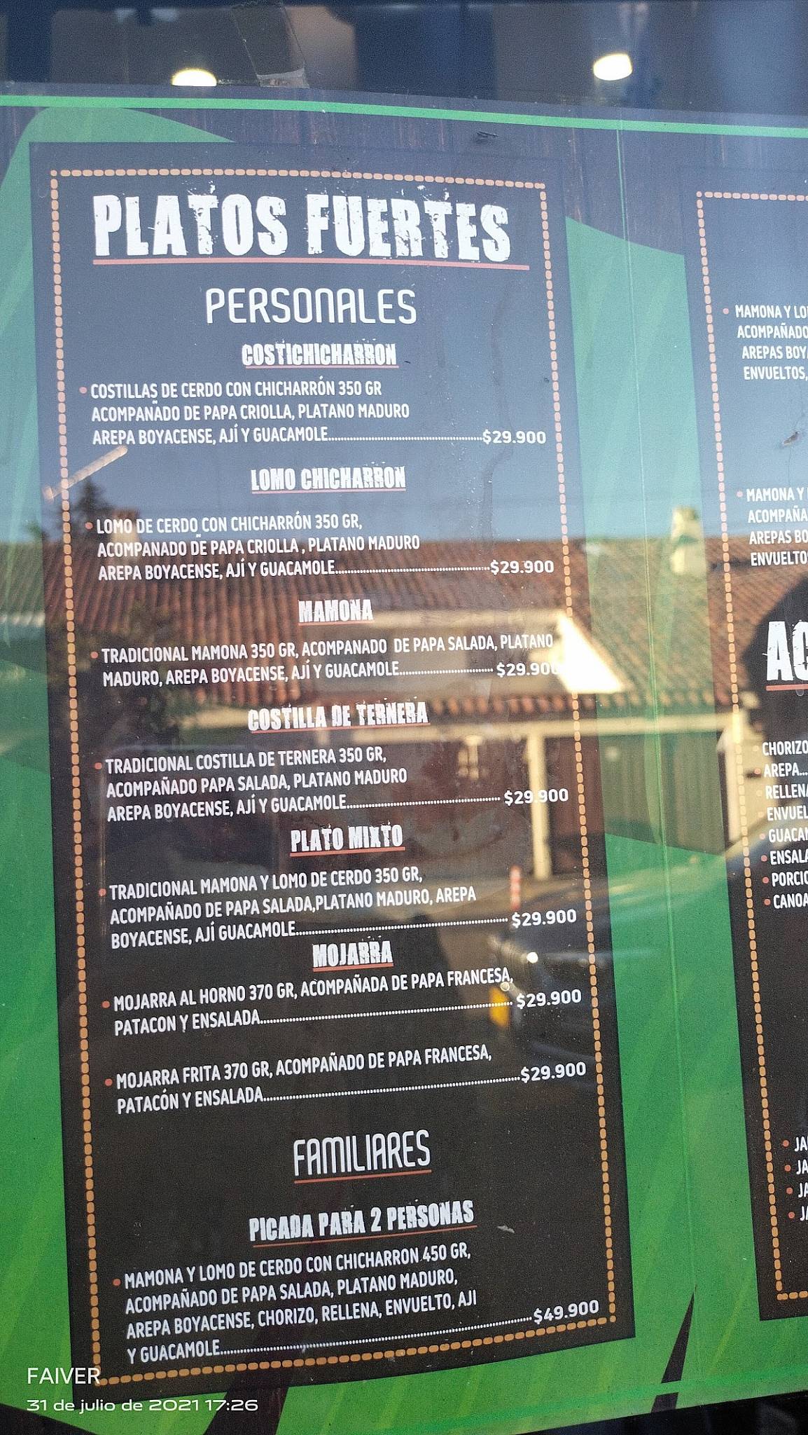 Carta del restaurante Toro Azul, Bogotá, Cl. 150 #19b16