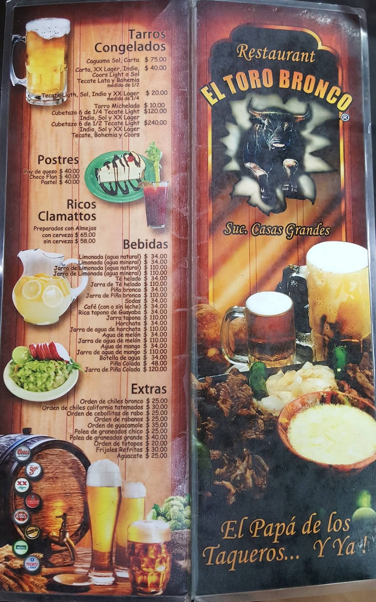 Carta del restaurante Toro Bronco, Ciudad Juarez, Blvd. Óscar Flores 5105