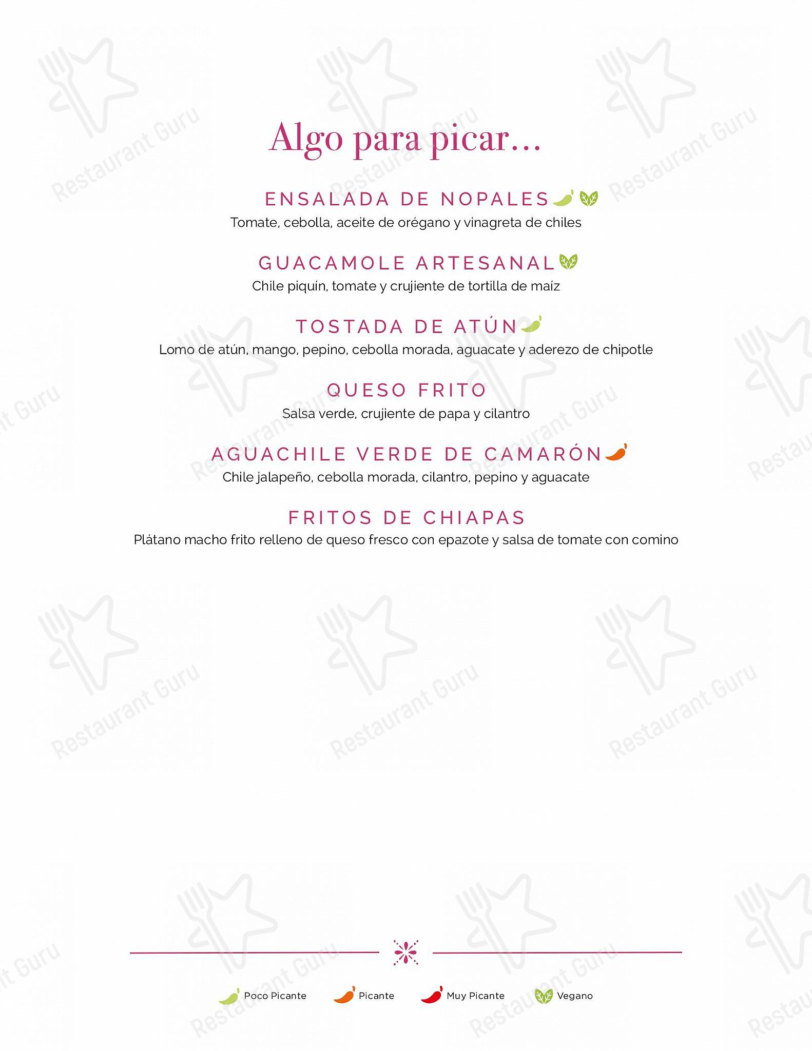 Menu at Toro restaurant, Punta Cana