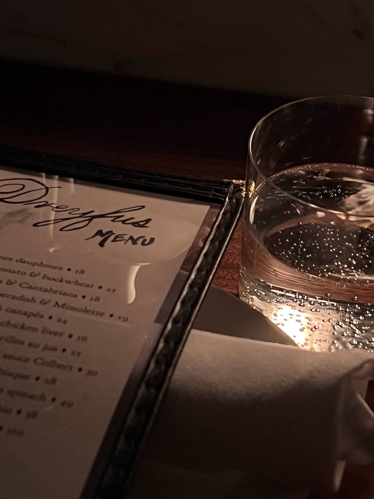 Menu at Dreyfus restaurant, Toronto, 96 Harbord St