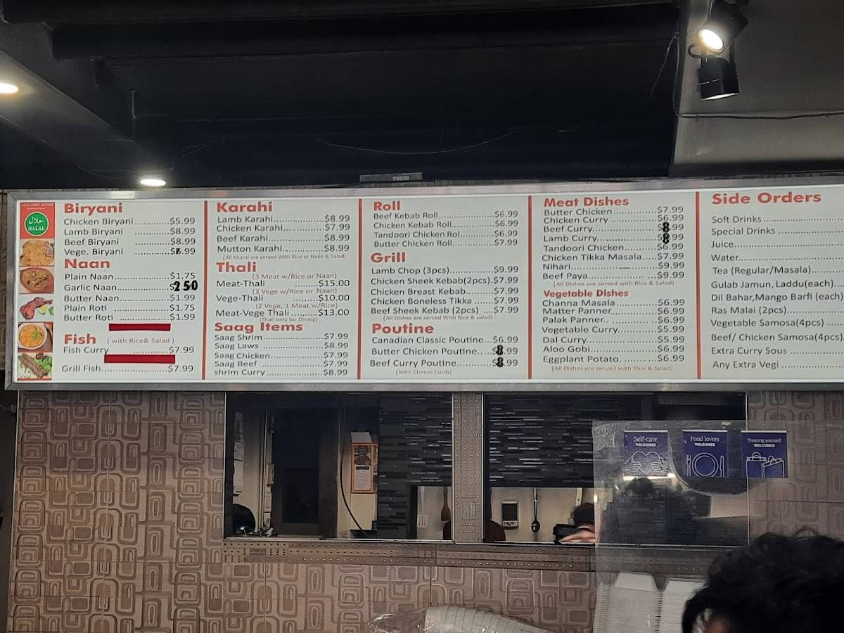 Menu at Laziz Curry Kitchen restaurant, Toronto