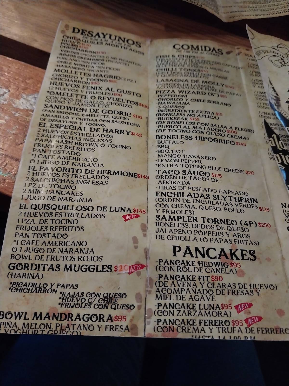 Carta del restaurante El Caldero Mágico TRC, Torreón