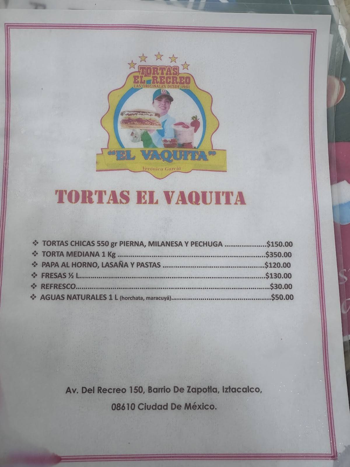 Carta del restaurante Tortas El Recreo Las Originales El Vaquita ...
