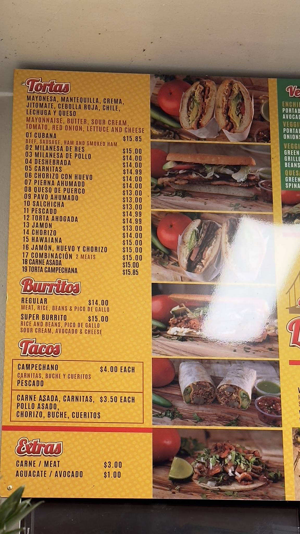 Menu at Tortas Los Picudos pub & bar, San Francisco