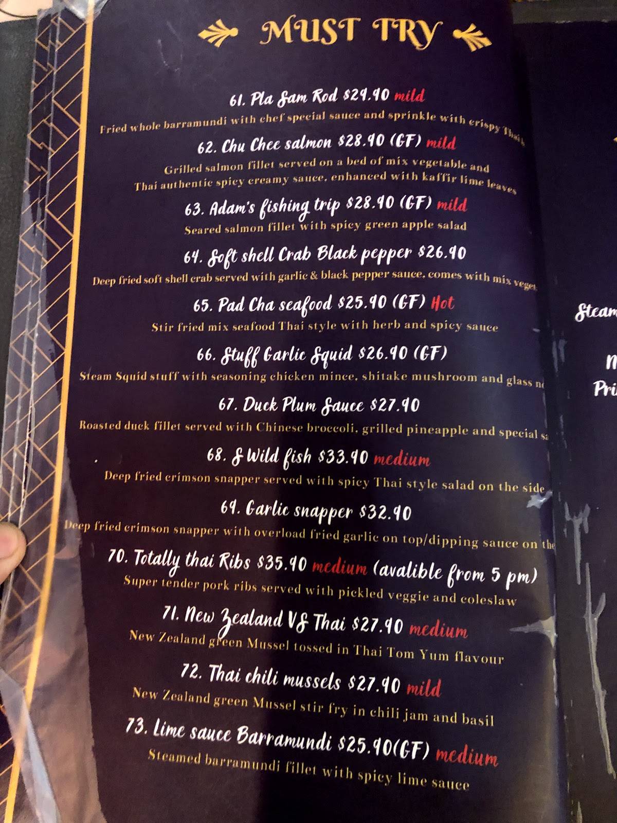 Menu at Totally Thai restaurant, Carlisle