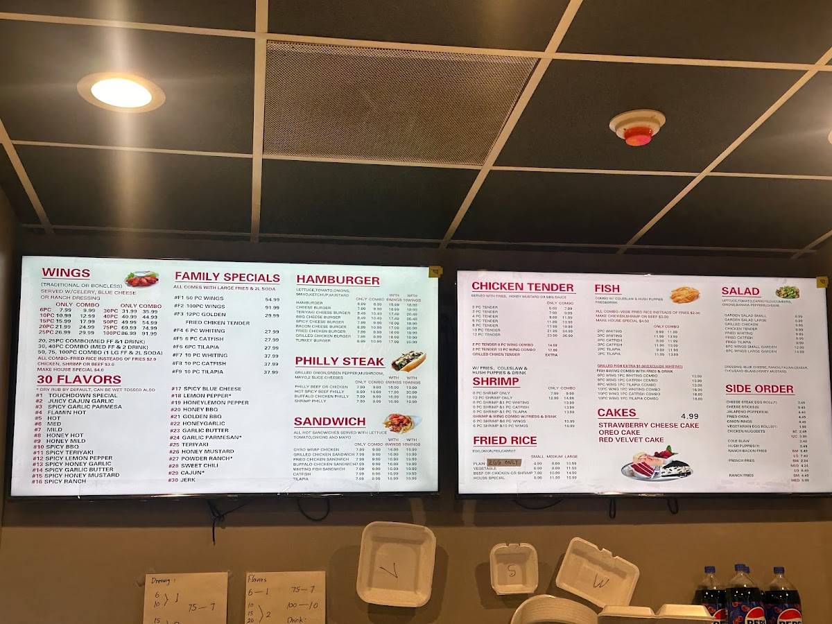 Menu at Touchdown Wings (CWE) restaurant, St. Louis