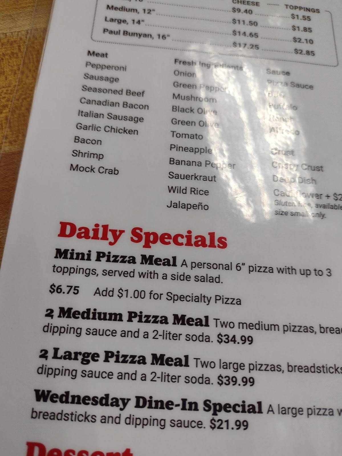 Menu at Tower Pizza pizzeria, Staples, 414 2nd Ave NE