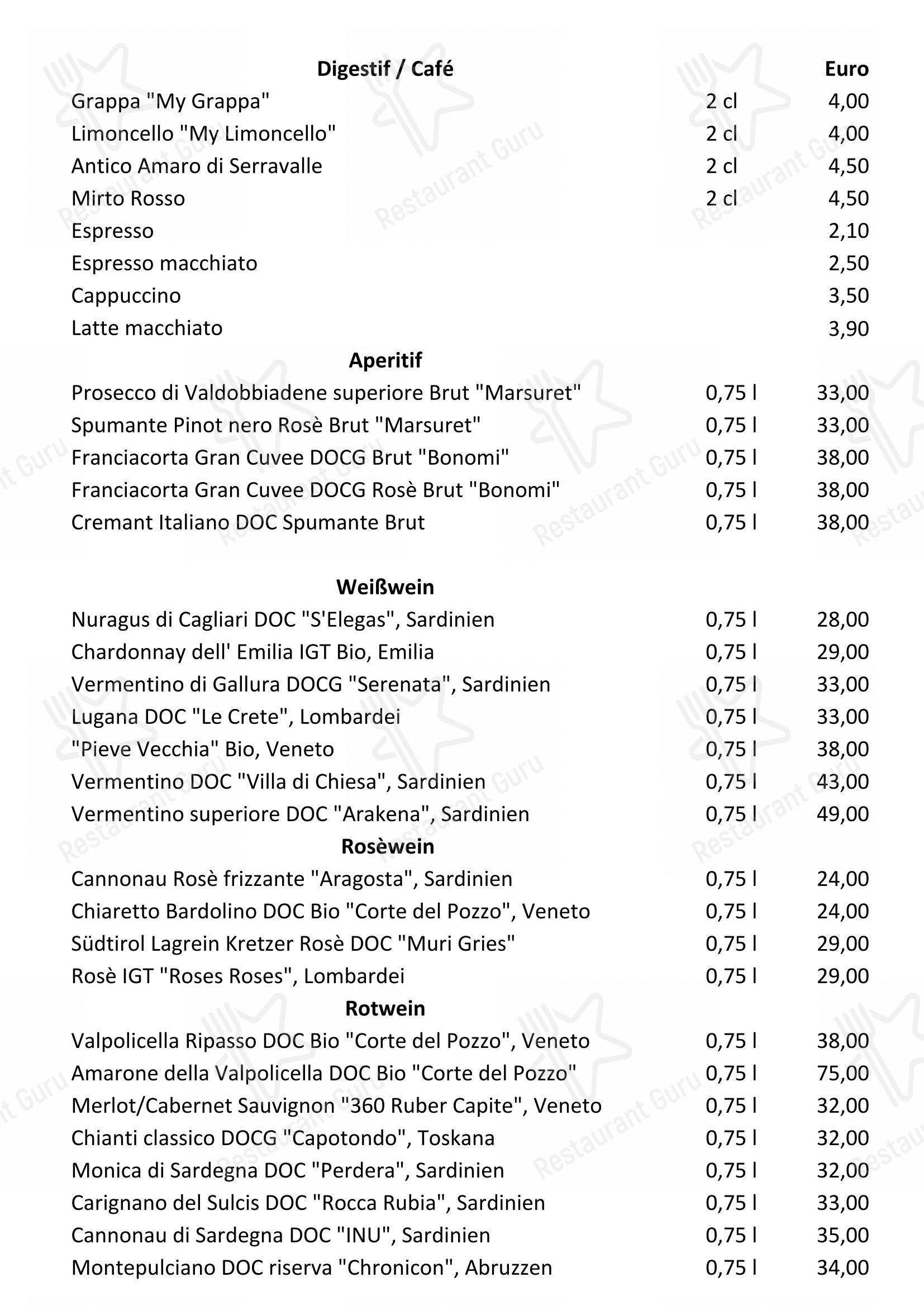 Carta del restaurante Trattoria La Vera, Nuremberg