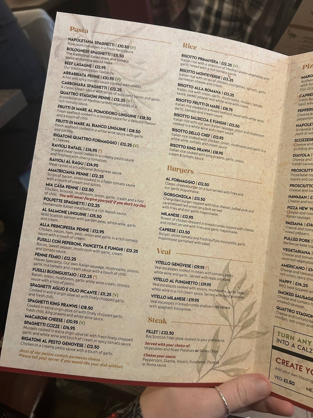 Menu at Trattoria Roma restaurant, Johnstone, 12-14 High St