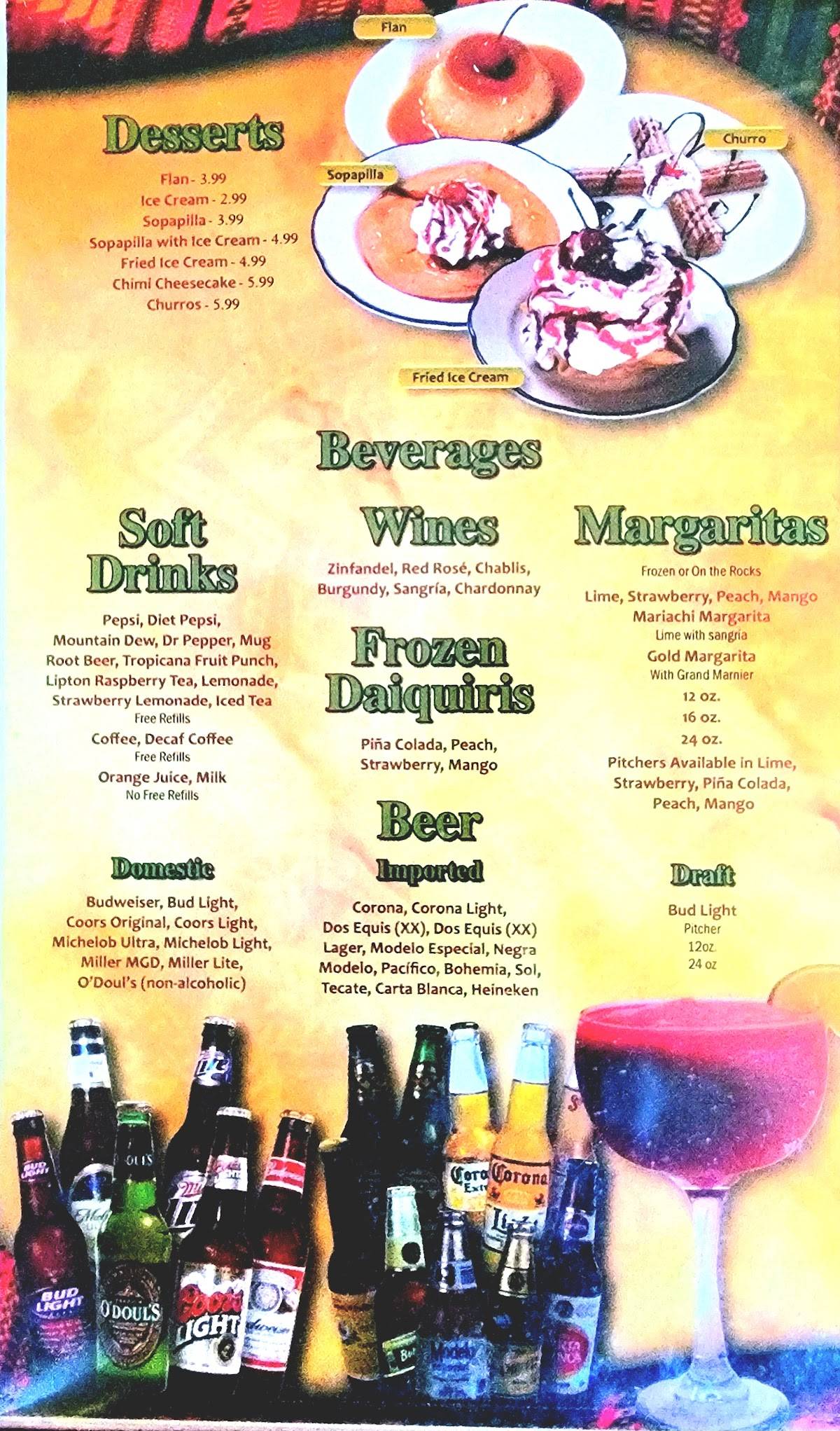 Menu at Tres Amigos Mexican Restaurant, McPherson
