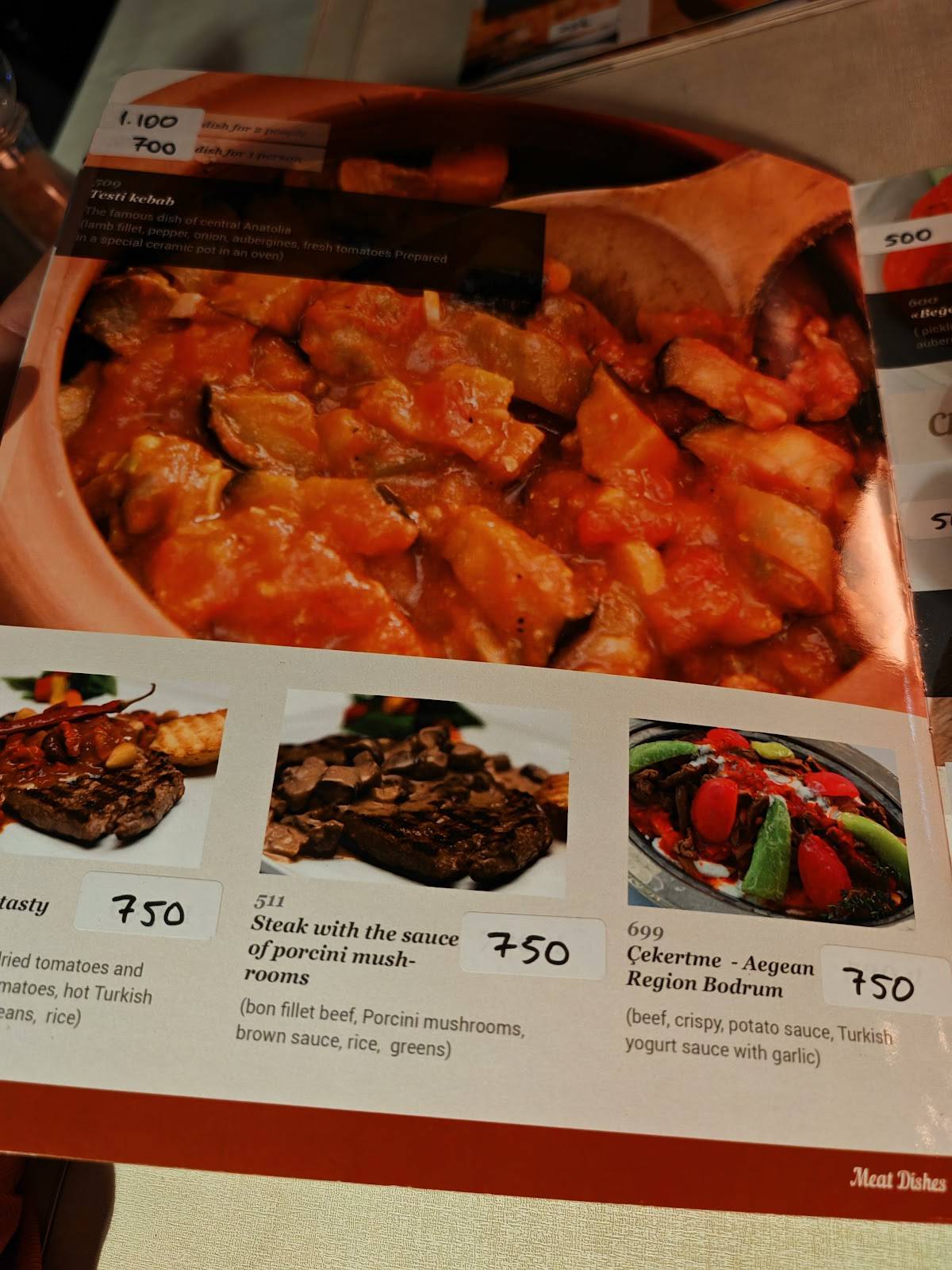 Menu at Tria Terrace Restaurant, Istanbul, Terbıyık Sk. No:7