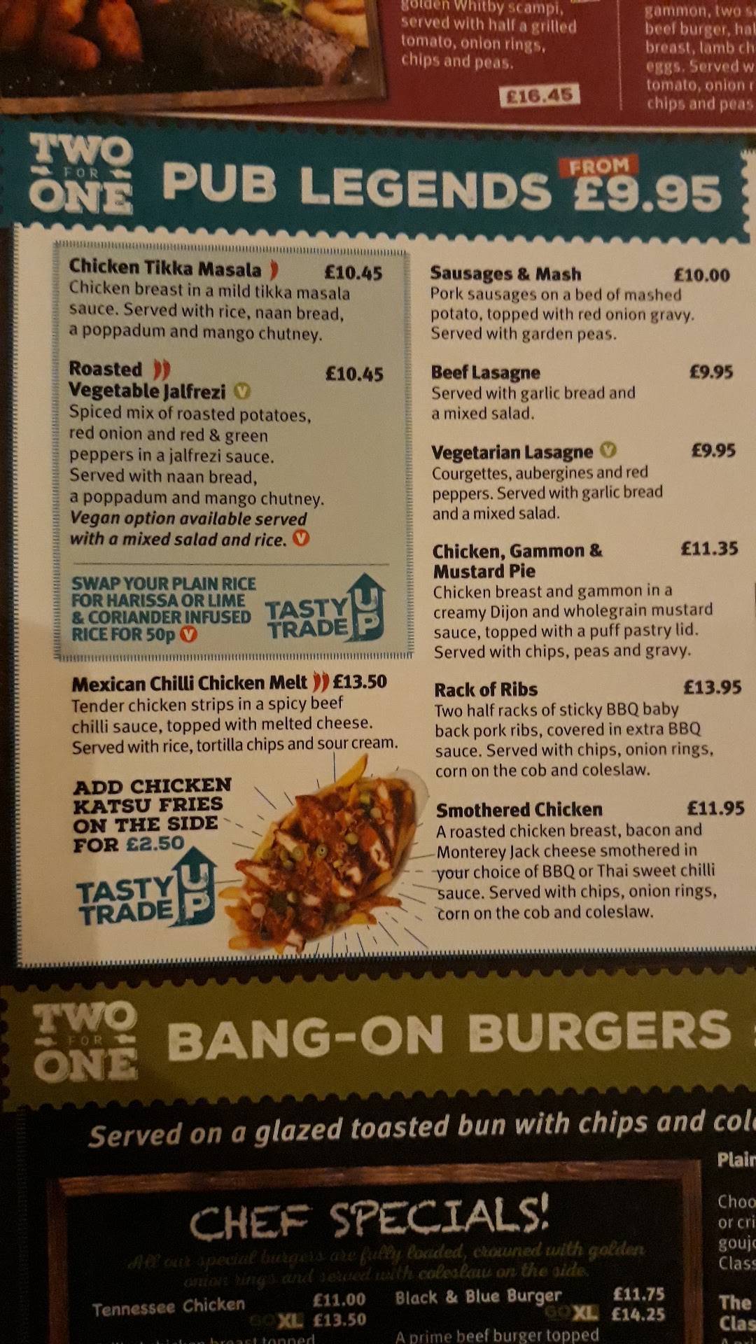 Menu at Trigger Pond pub & bar, Great Sankey, Lingley Green Avenue
