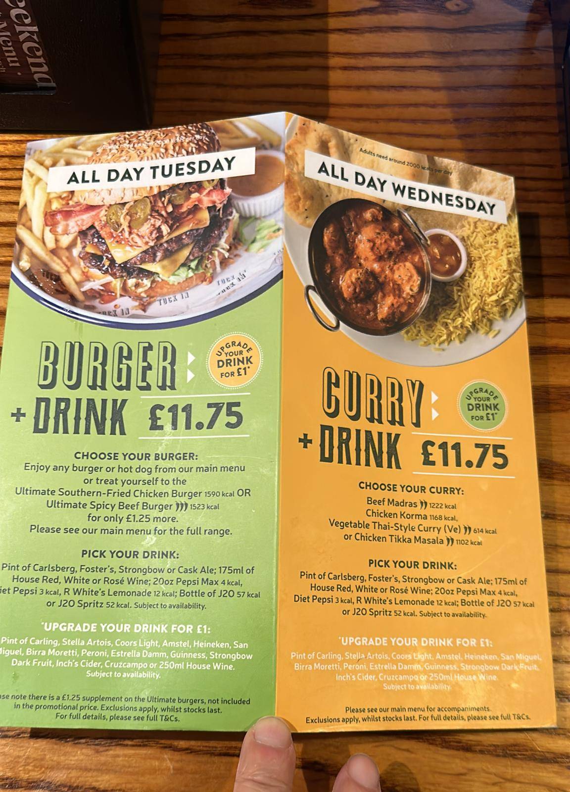 Menu at Trigger Pond pub & bar, Great Sankey, Great Sankey