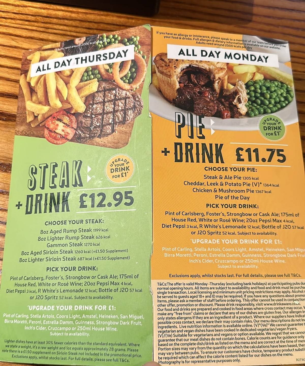 Menu at Trigger Pond pub & bar, Great Sankey, Great Sankey