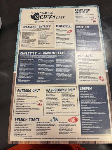 Menu at Triple Berry Café cafe, Elgin