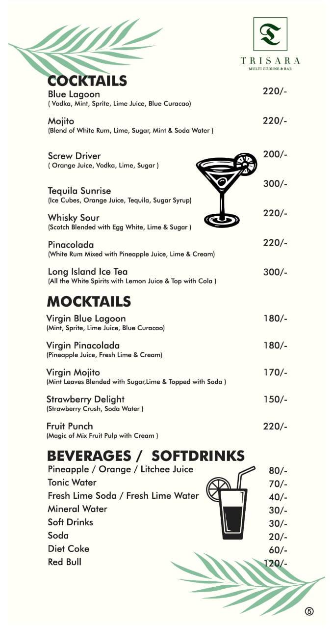 Menu at Trisara Kitchen & Bar, Margao