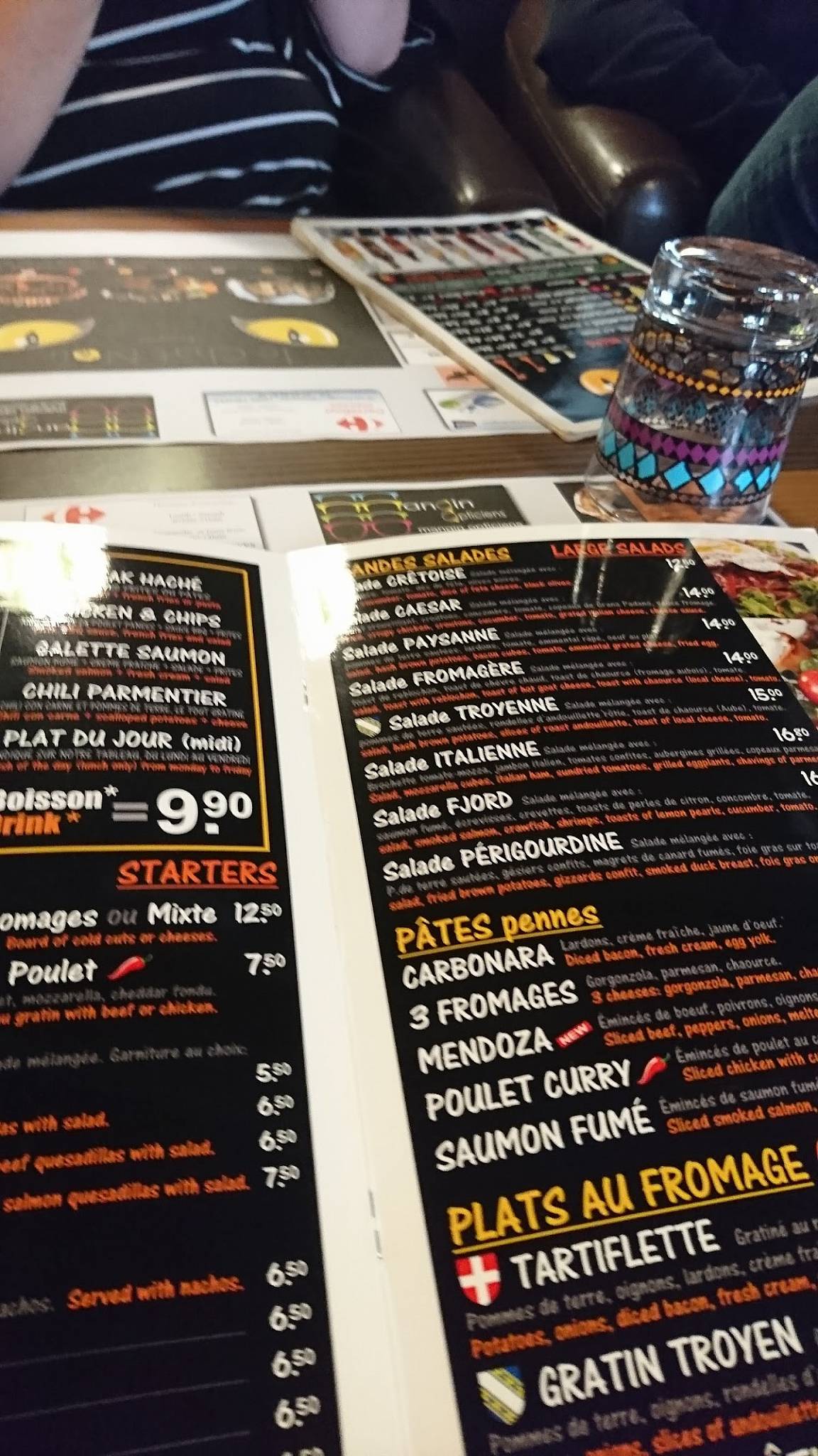 Menu au Le Chat Noir restaurant à viande, Troyes