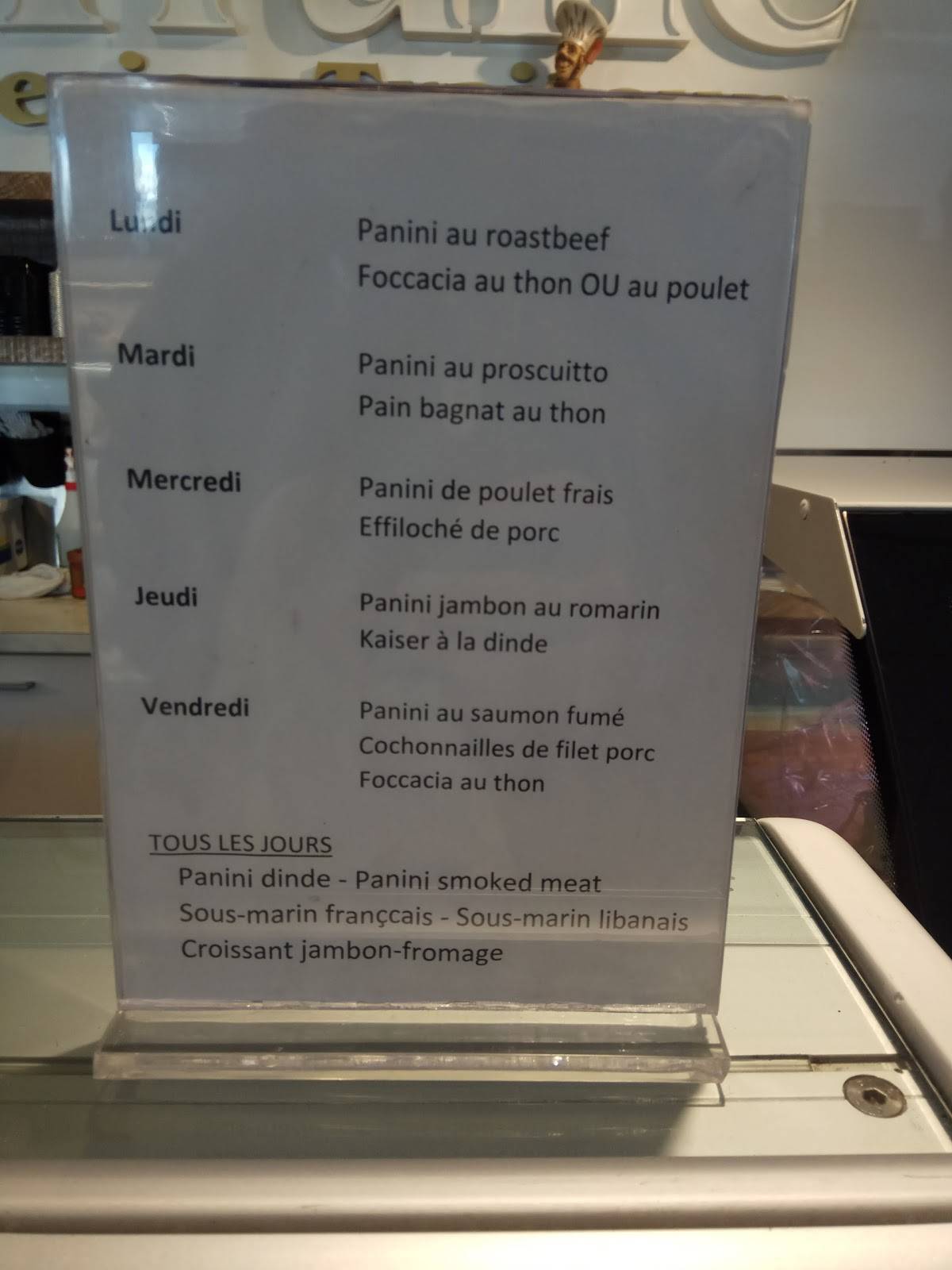 Menu au Pâtisserie traîteur le Truffé café, Québec