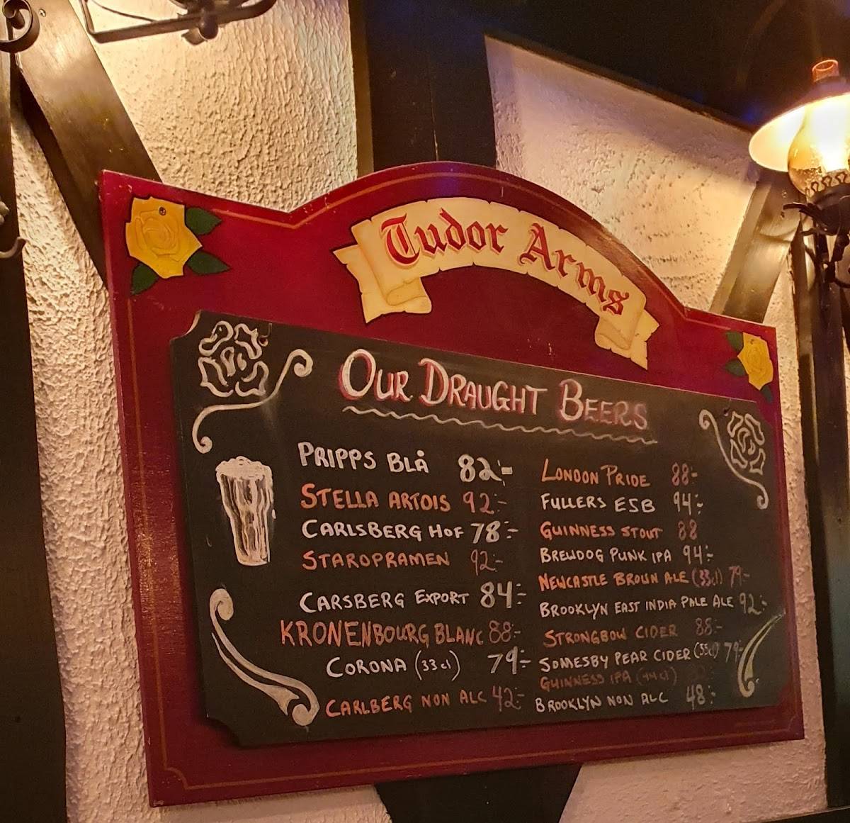 Menu at Tudor Arms pub & bar, Stockholm