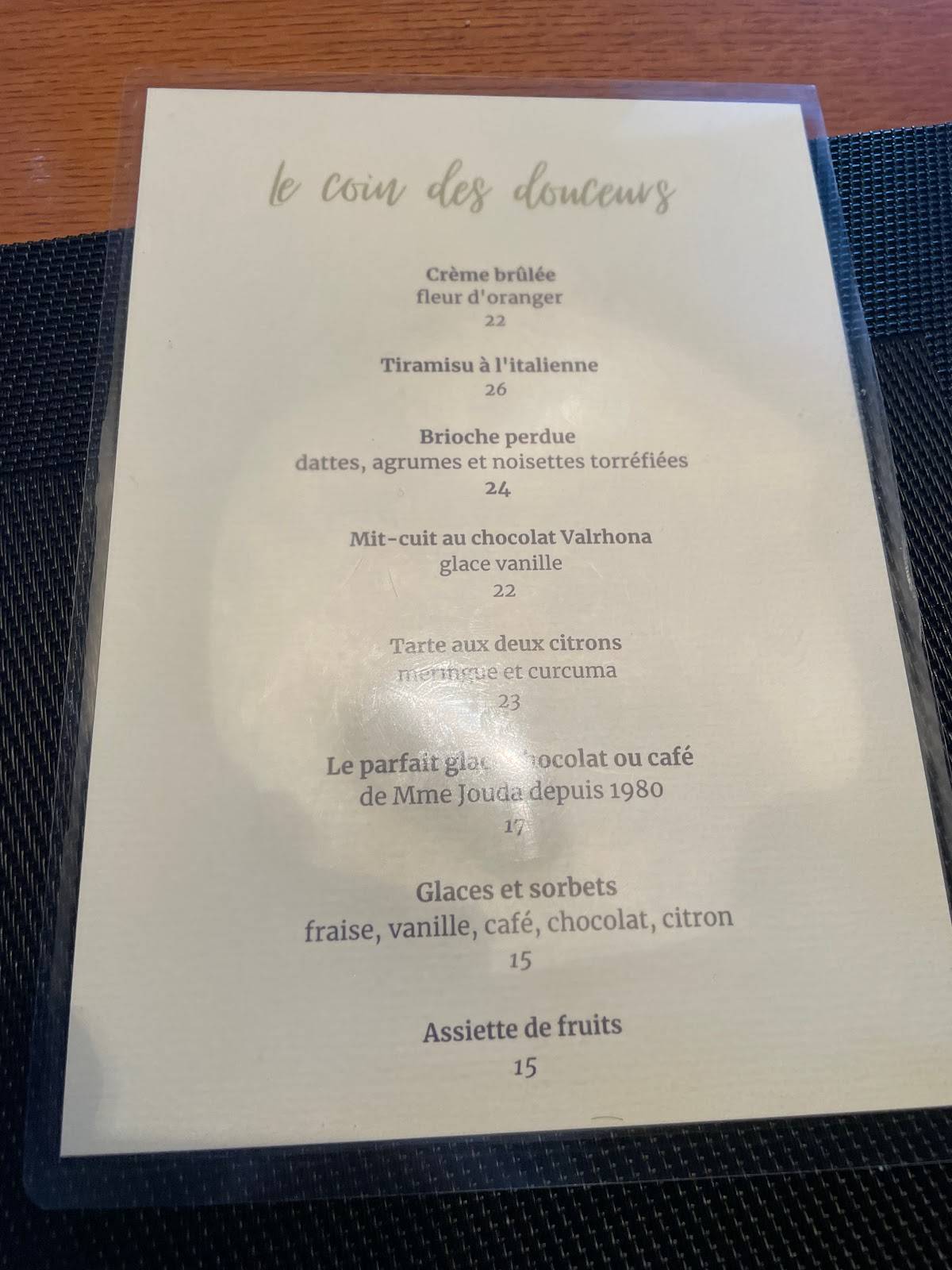Menu au Le Golfe restaurant, Tunis