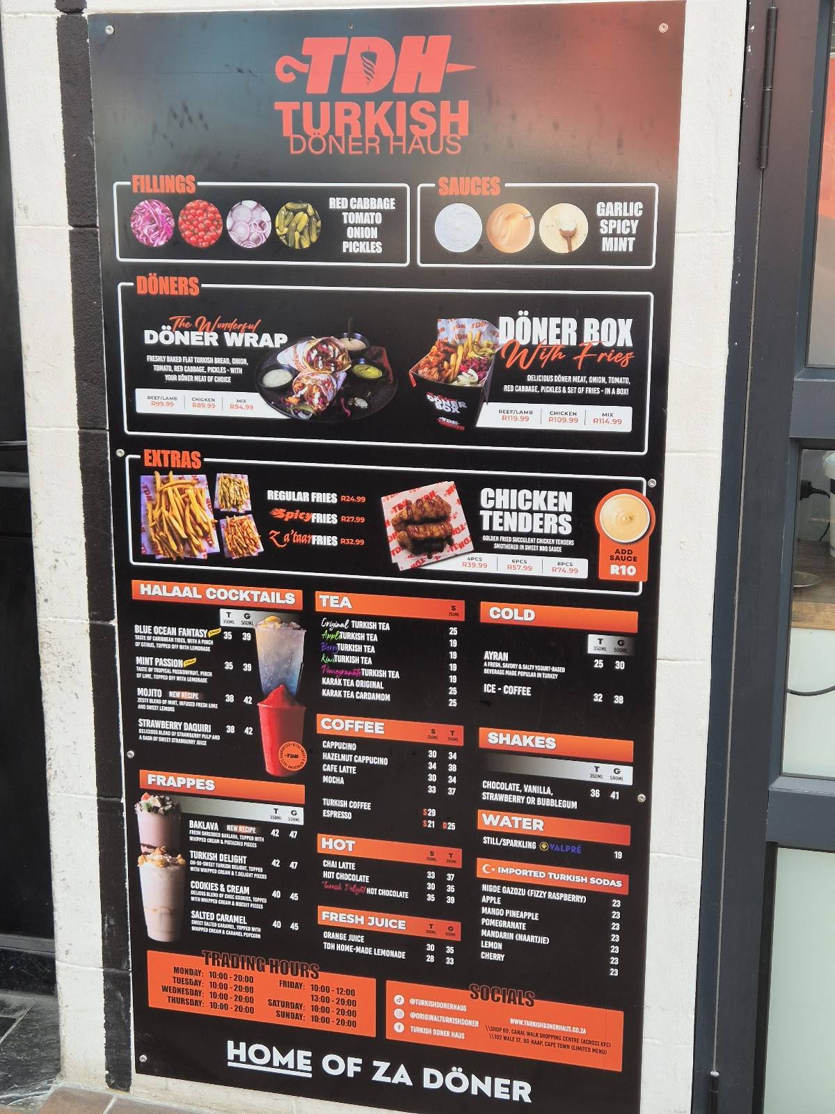 Menu at Turkish Döner Haus - Bo Kaap restaurant, Cape Town