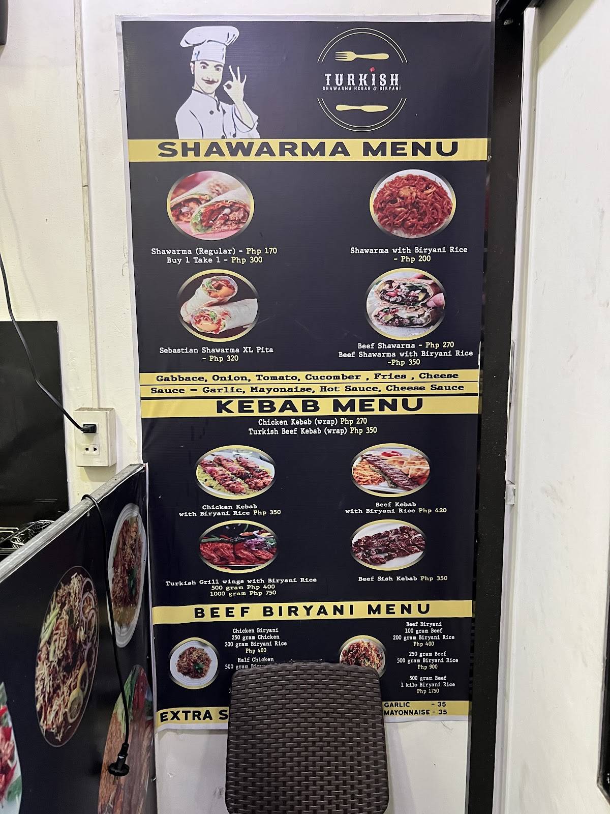 Menu at Turkish Shawarma Kebab & Biryani restaurant, Makati