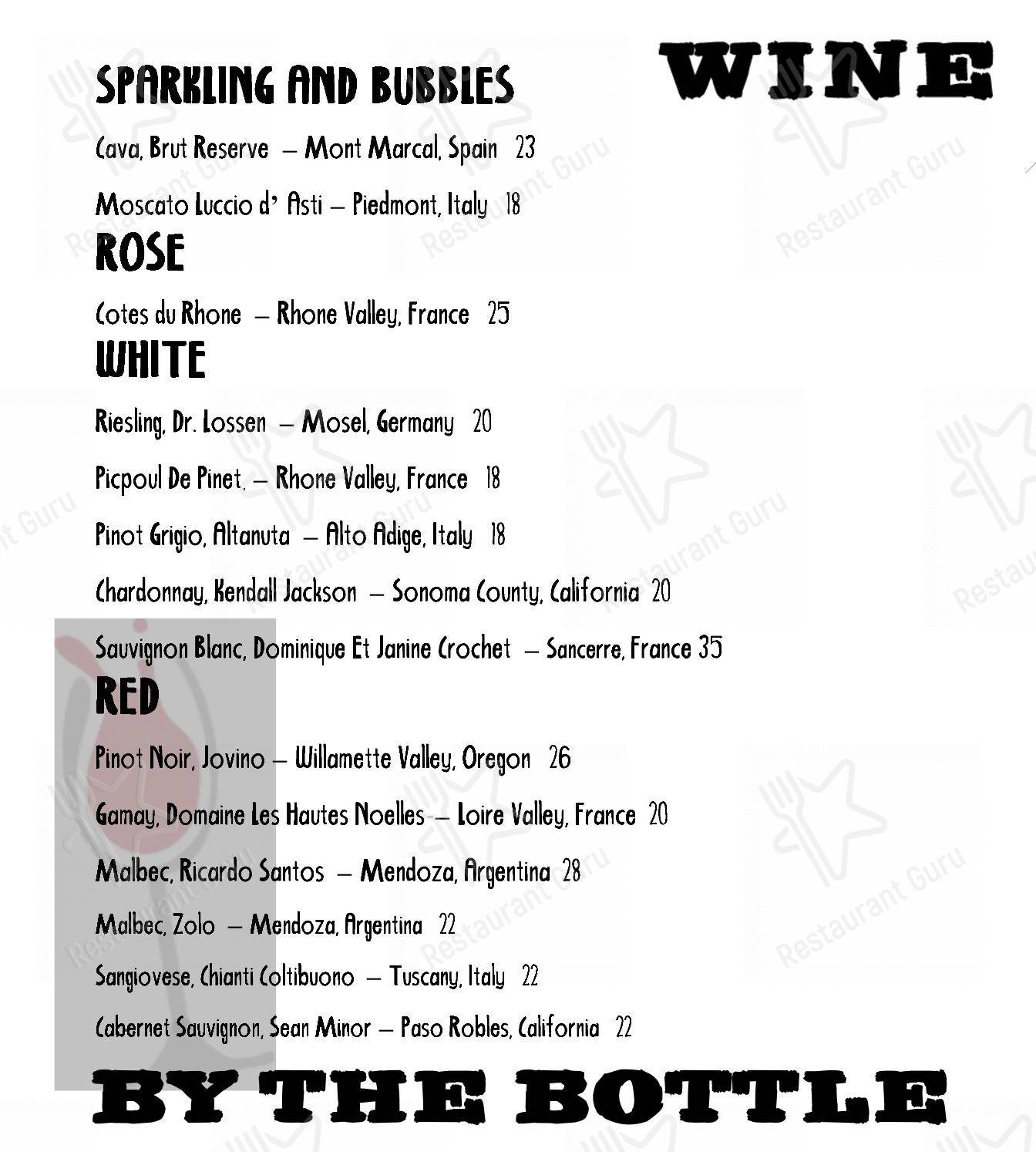 Menu at Turk's Tavern restaurant, Nunica