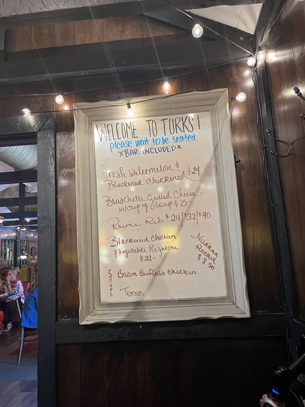 Menu at Turk's Tavern restaurant, Nunica